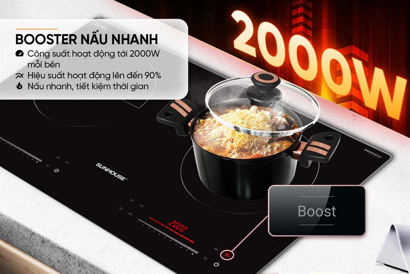 Bếp điện từ đôi Sunhouse SHB-588DI (SHB-588DI) - Điện Máy 88